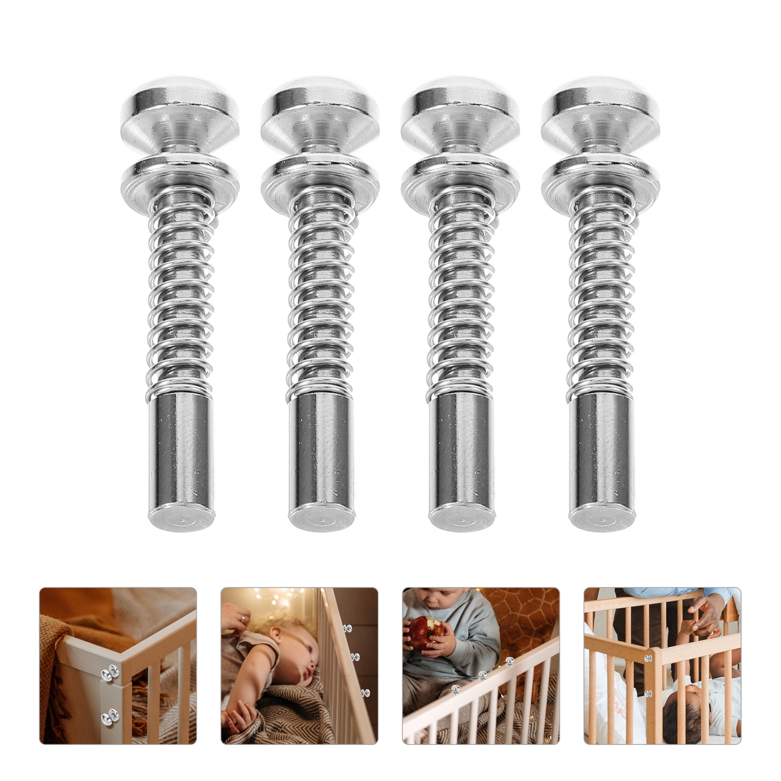 Toyvian 4pcs Spring Loaded Gate Bolt Plunger Latches Iron Silver High ...