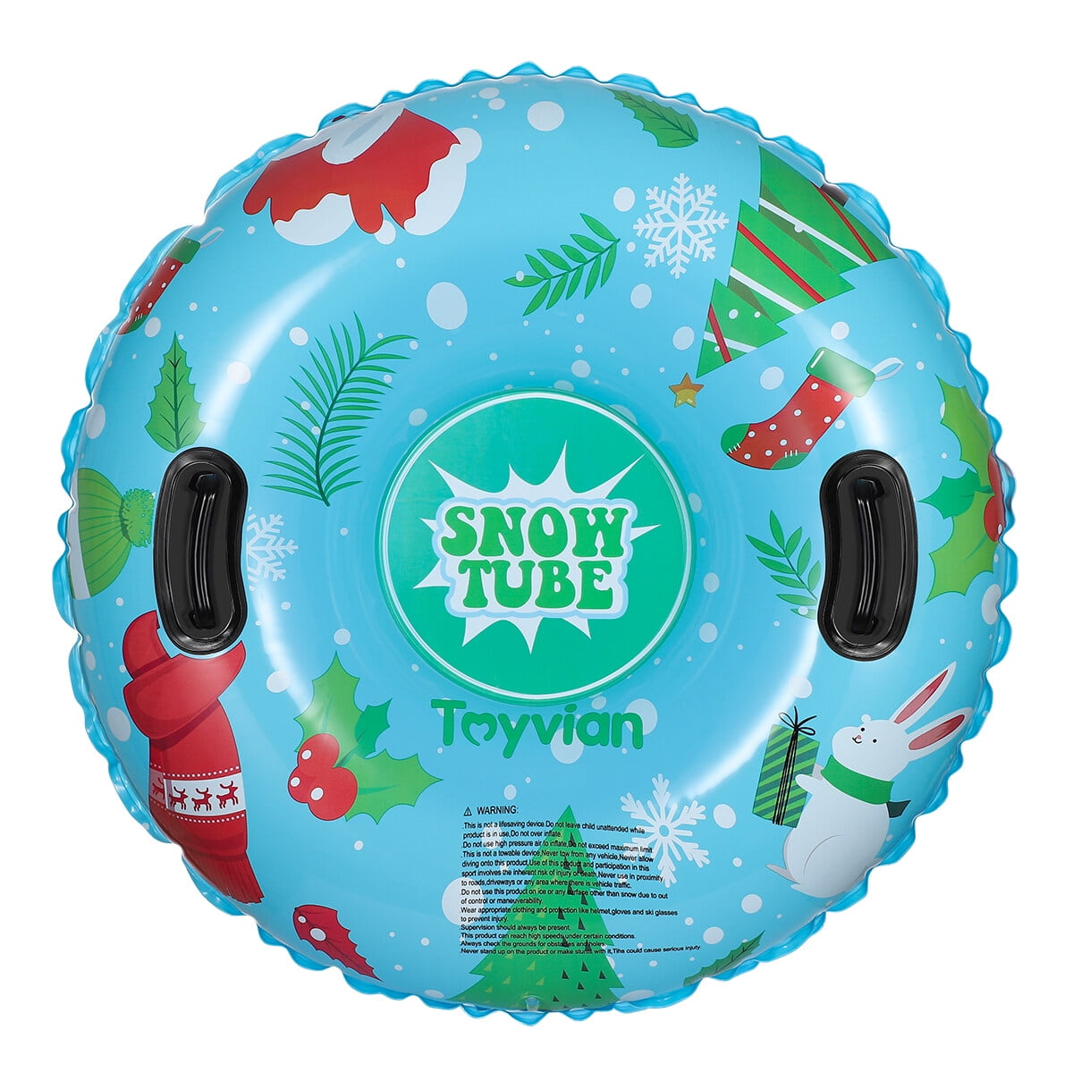 Toyvian 94cm PVC Kids Snow Tube Inflatable Round Snow Sled with Handles ...