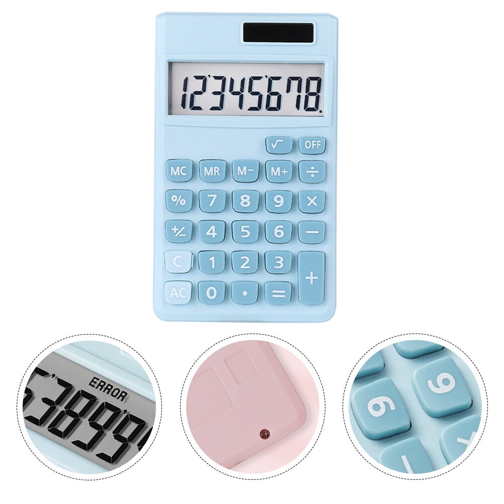 Toyvian Sky Blue Portable Solar Desktop Calculator for Office and ...