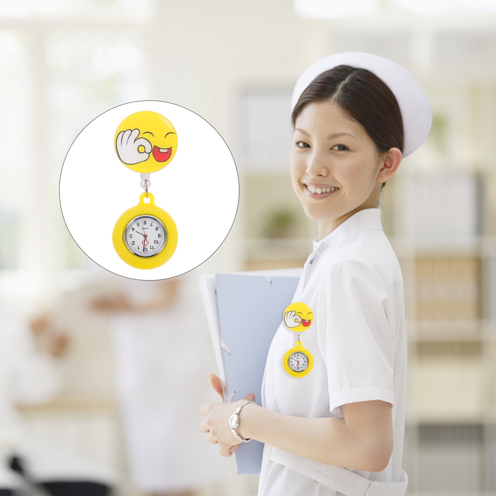 Toyvian Yellow Nurse Fob Watch Clip on with Clear Face for Medical ...
