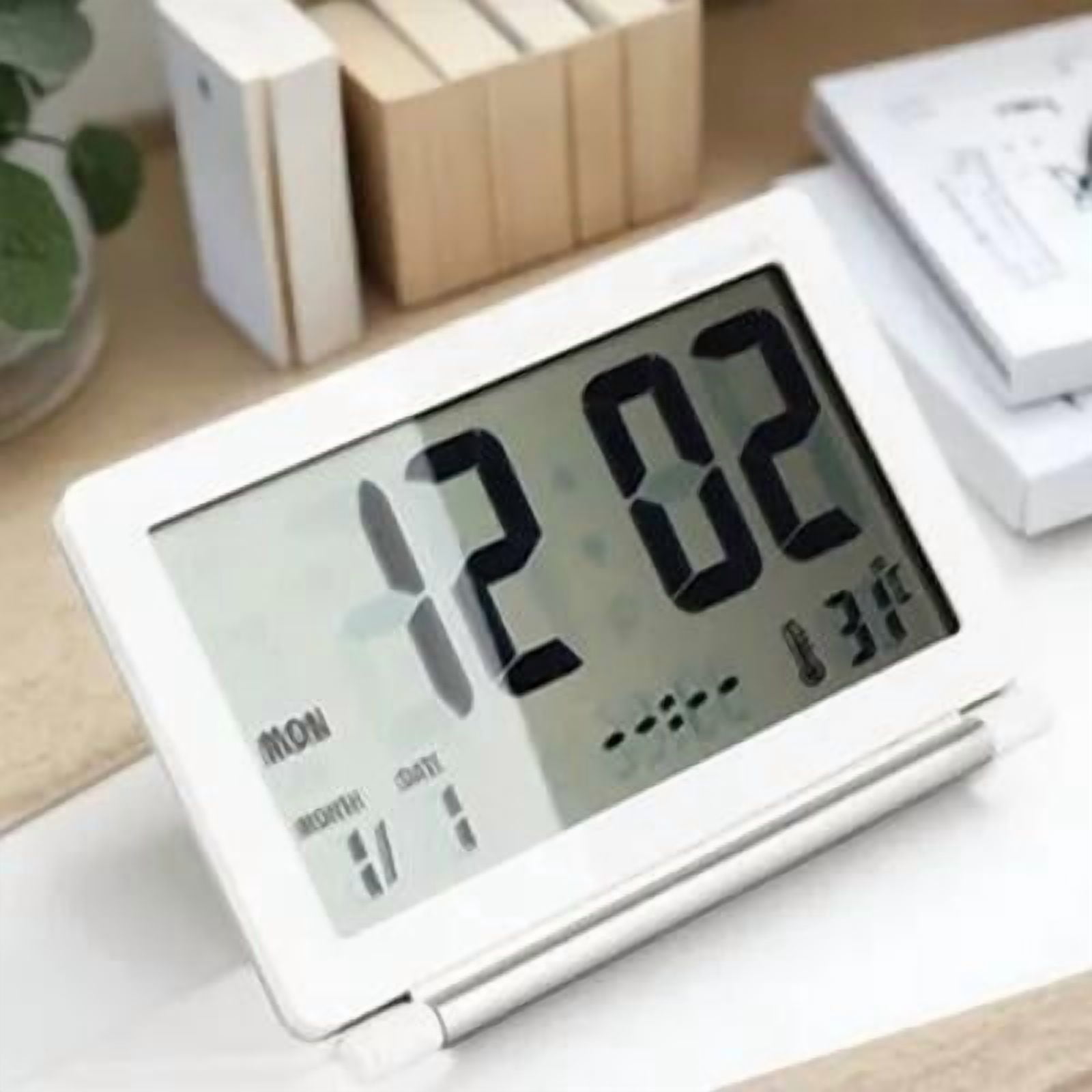Toyvian Portable Temperature Alarm Digital LCD Alarm Clock with Date ...