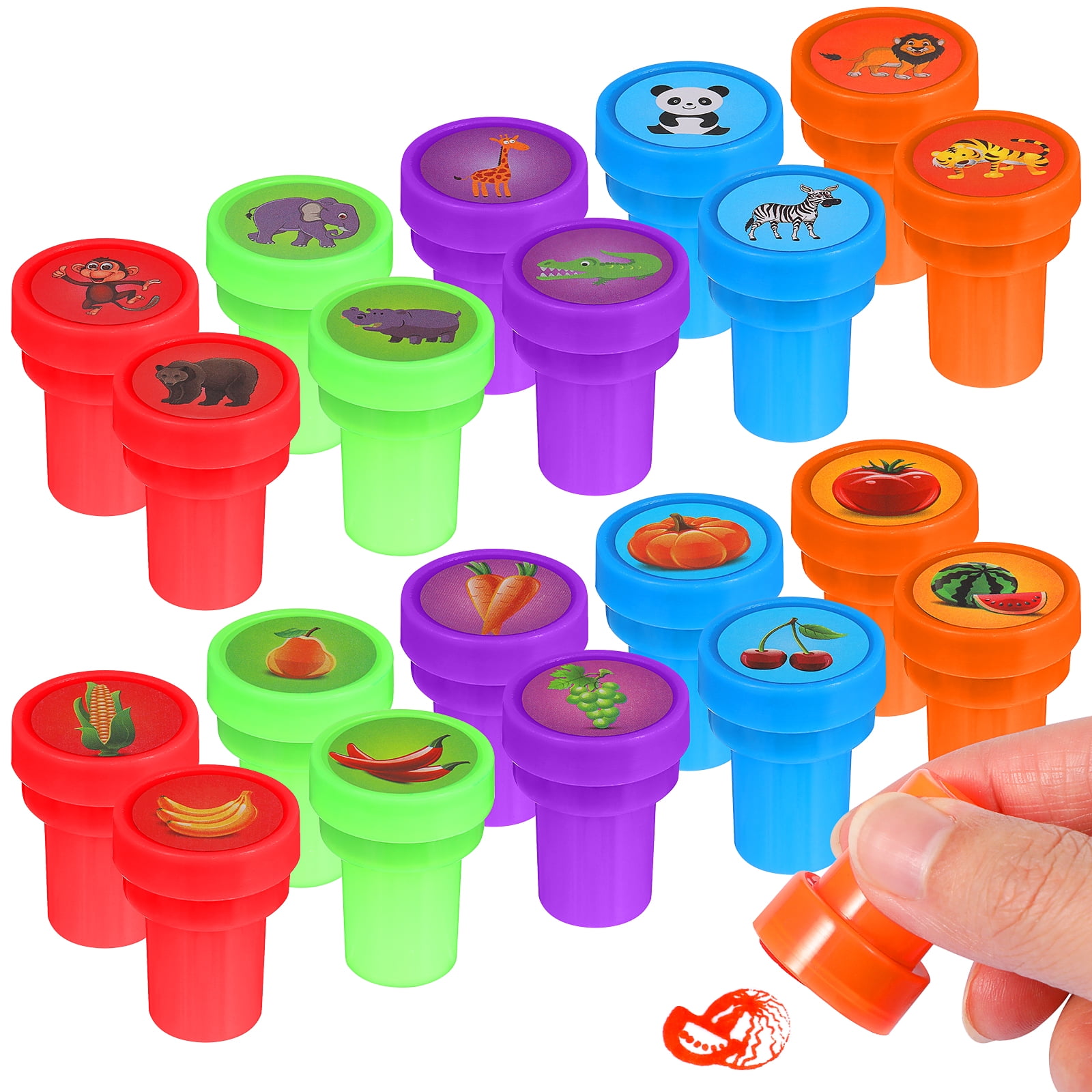 Toyvian Fruit Stamps Animal Vegetable Stamper Set for Kids - 20pcs ...