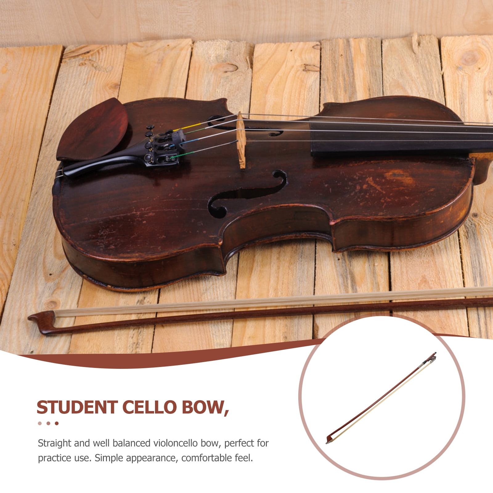 Toyvian Horsetail Hair Cello Bow Well Cello Bow for Beginner Student ...