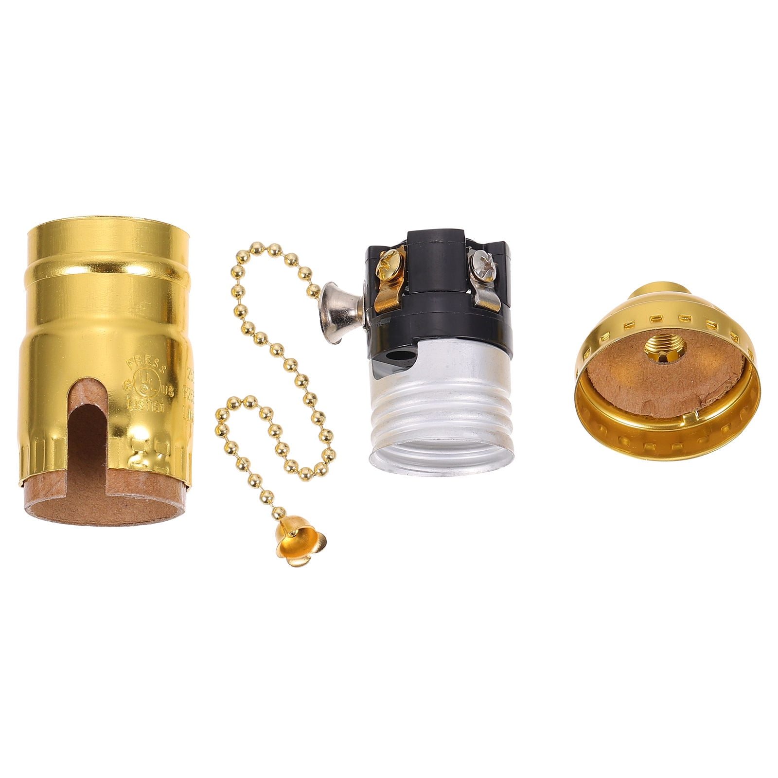 Toyvian Lamp Socket Replacement E27 Lamp Holder Aluminum in Golden ...