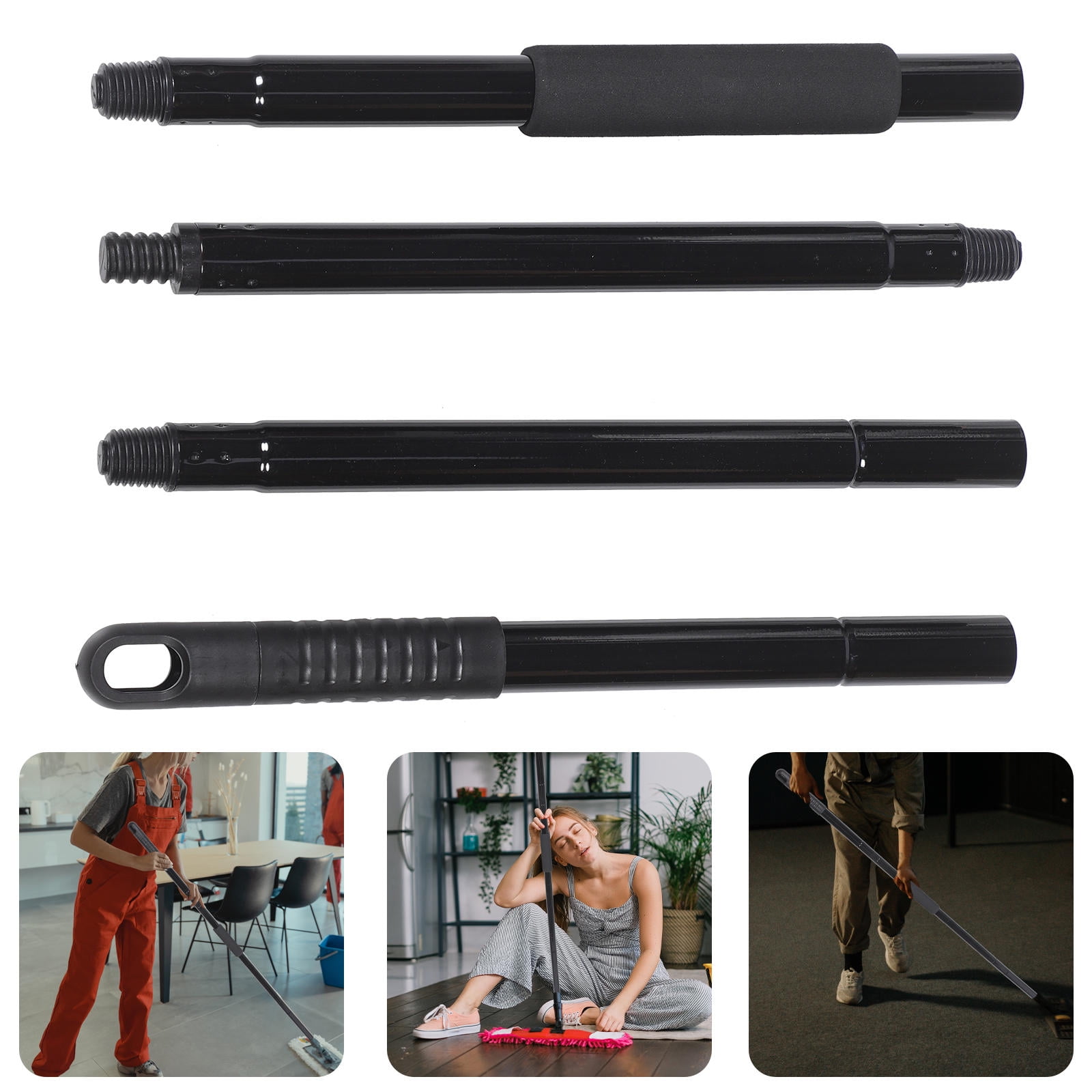 Toyvian Black Metal Mop Stick Replacement Handle Fits Various Mop Heads ...