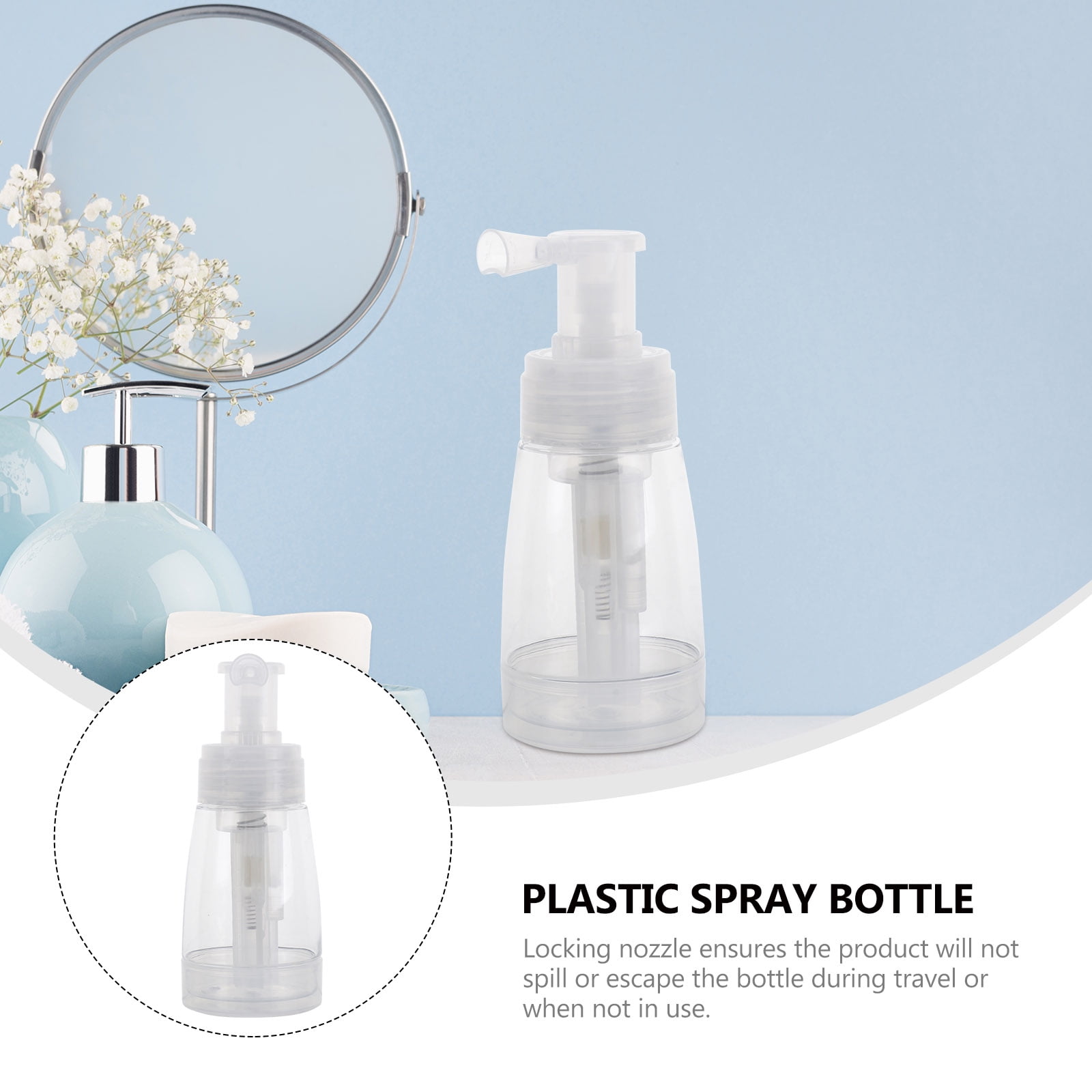 Toyvian Powder Spray Bottle Portable PE Transparent Plastic Bottle ...