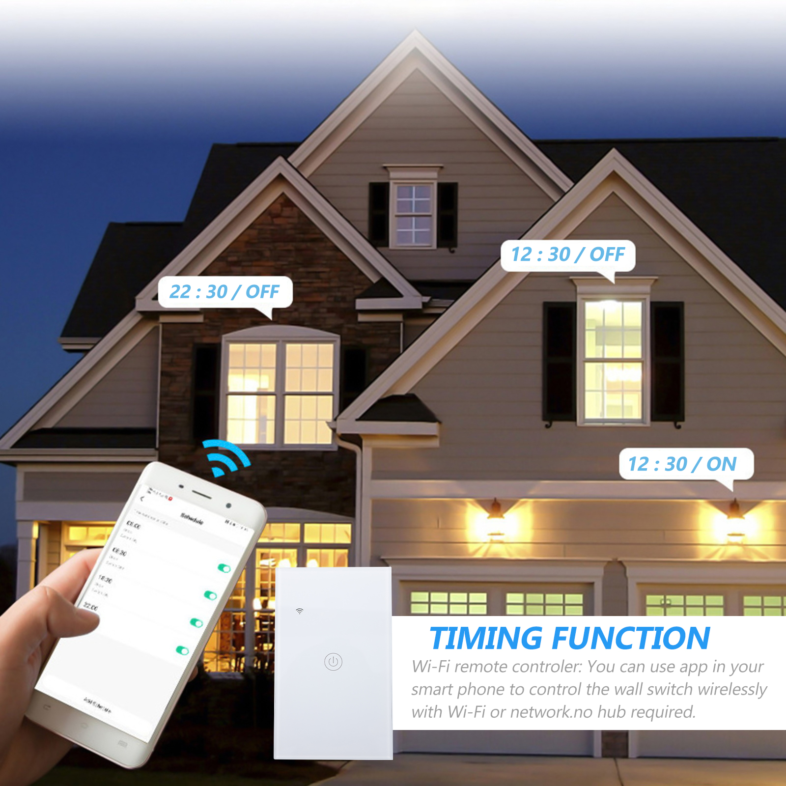 Toyvian Practical 1 Gang Smart WiFi Switch Wall Light Control Touch ...