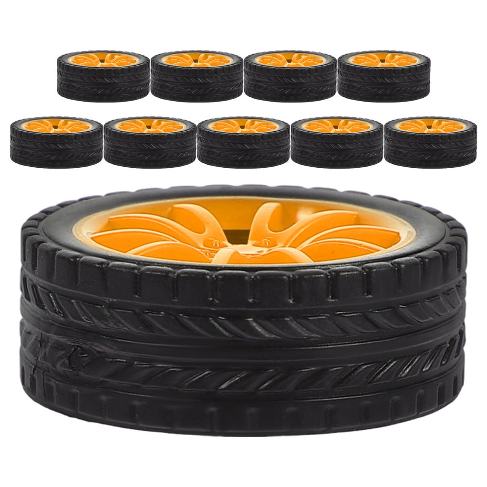Toyvian 10Pcs Orange Rubber Rc Car Wheels Easy Assembly Replacement ...