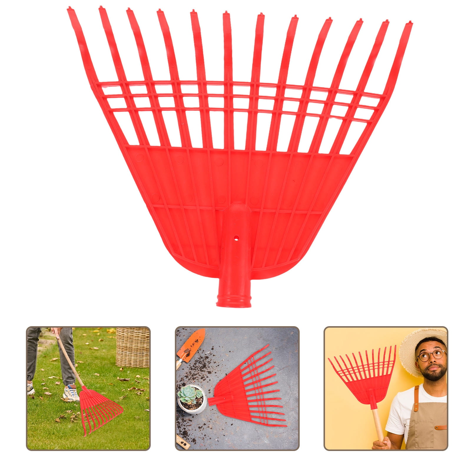 Toyvian Red Plastic Garden Rake Head Replacement for Lawn Leaves and ...