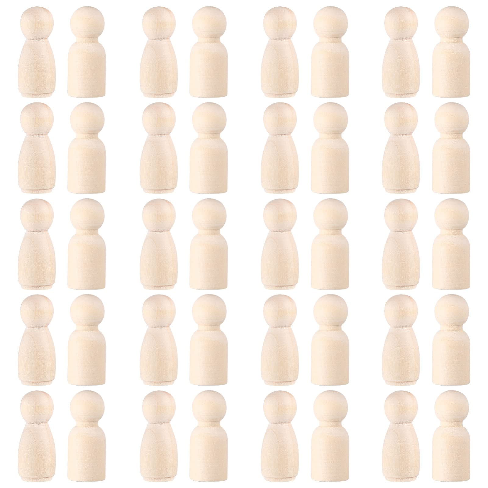 Toyvian Wooden Peg Dolls EC36 Unfinished, 1- 1/ 3 inch Wood Peg Dolls ...