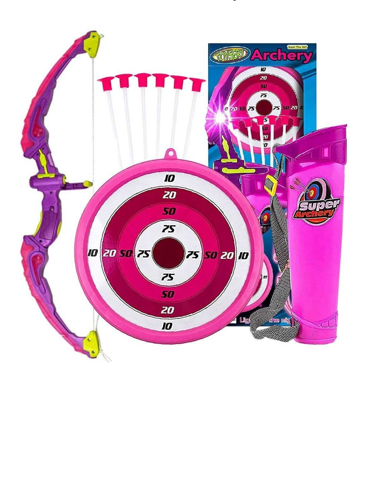 Toyz Dark Pink Bow and Archery for Kids with LED Flash Lights - Bow and ...