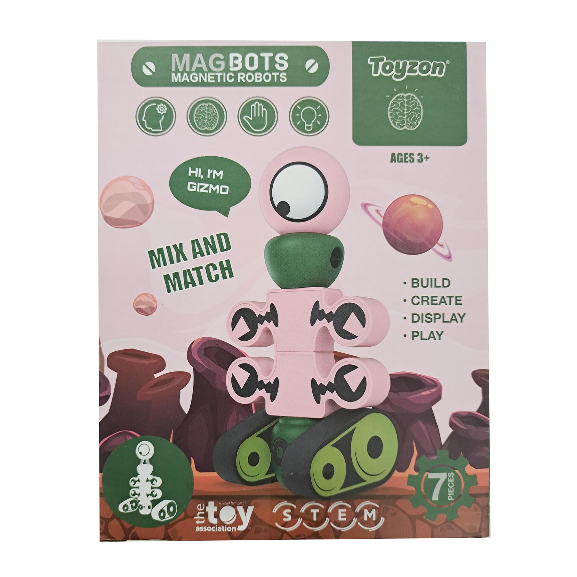 Toyzon MagBot 7 Piece Magnetic Robot Building Set | Gizmo - Walmart.com