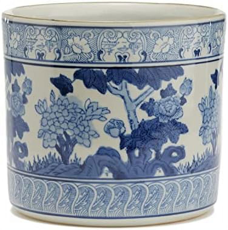 Tozai Home Blue and White Garden Scene Vase/Planter - Walmart.com