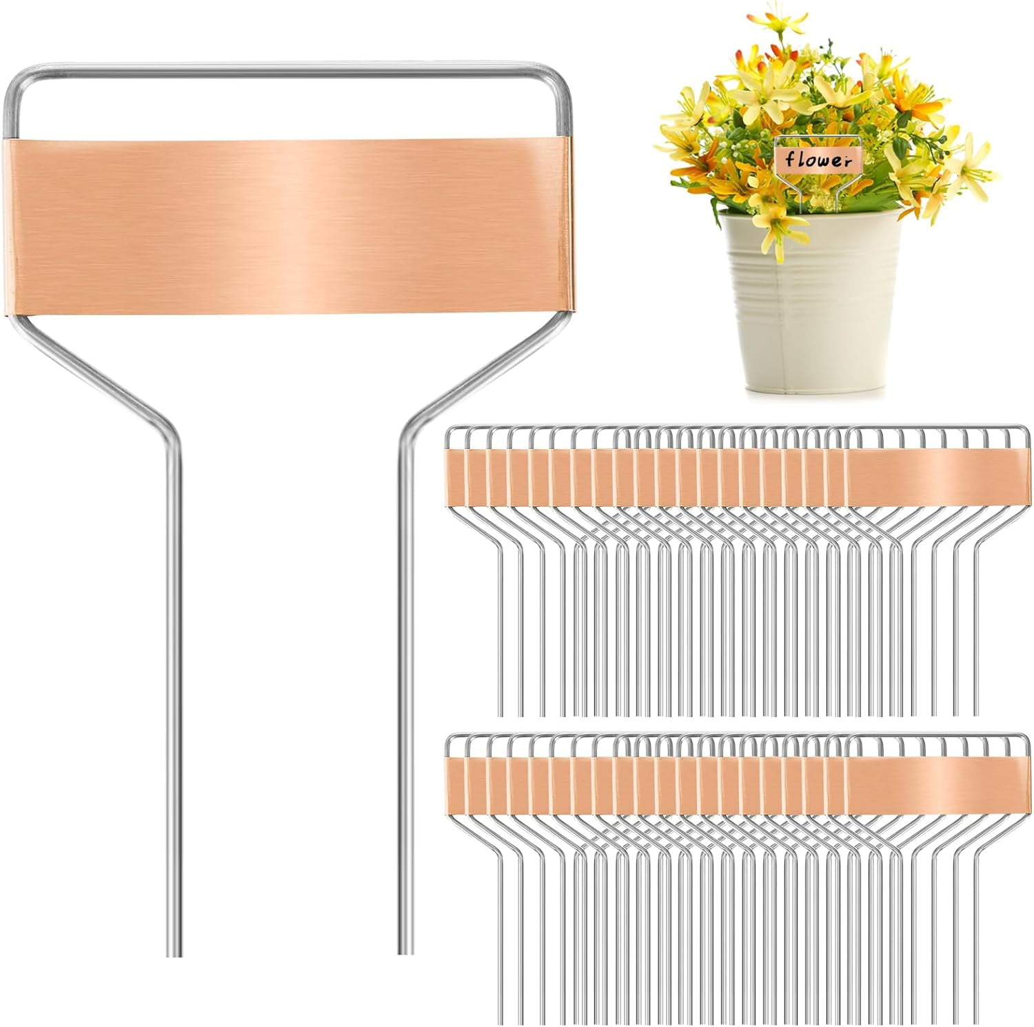 Tozuoyouz 20 Pack 4 Inch Plant Label Stakes, Weatherproof Copper Plant ...