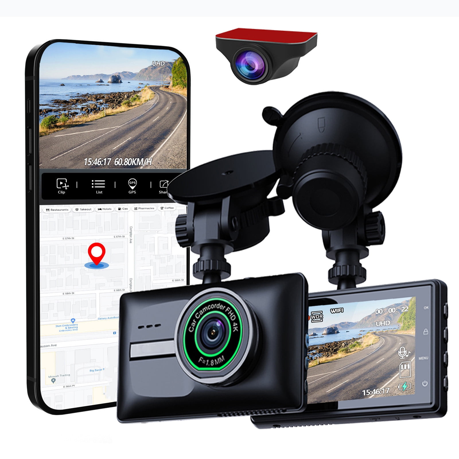Tozuoyouz 4K Front & Rear Dash Cam For Cars – Wifi, G-Sensor, Parking ...