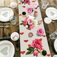 Tozuoyouz Extra Large Valentine Heart Table Runner, Long Flax Design ...