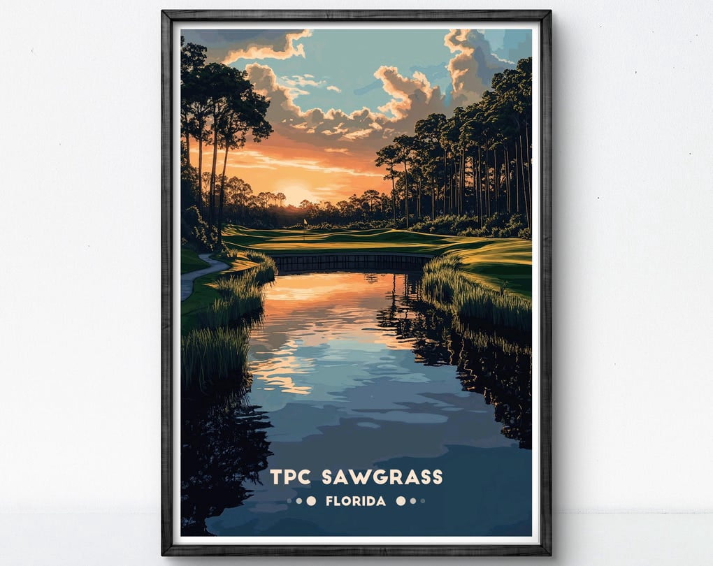 Tpc Sawgrass Golf Poster, Florida Golf Art Print, Iconic Golf Wall ...