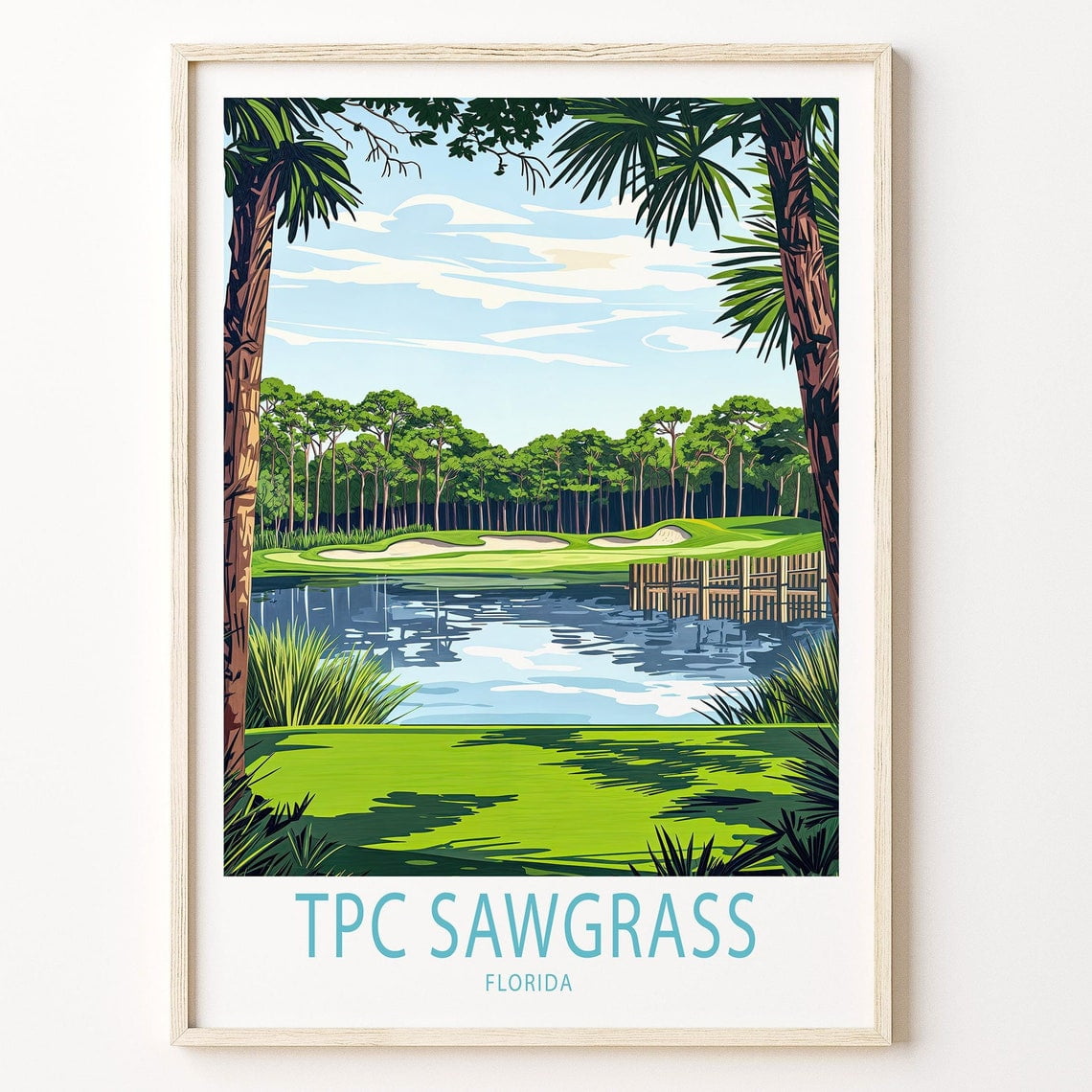 Tpc Sawgrass Travel Poster, Tpc Sawgrass Florida Wall Art, Florida ...