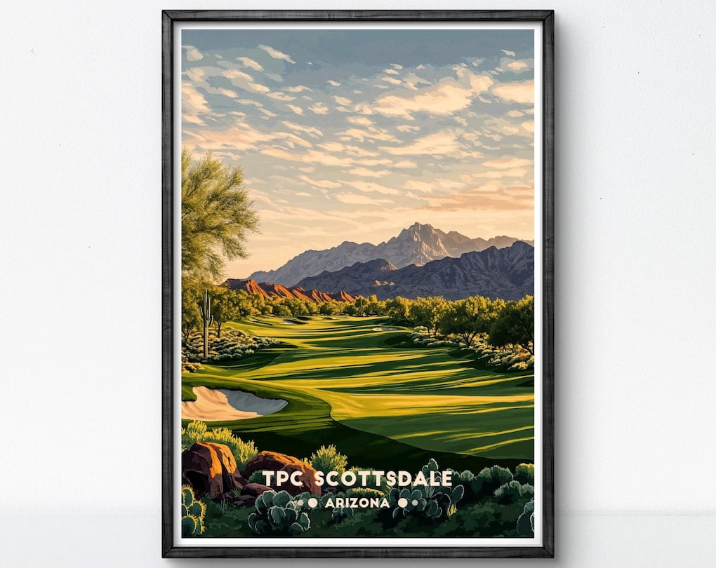 Tpc Scottsdale Golf Poster Arizona Golf Course Art Desert Golf Wall Art ...