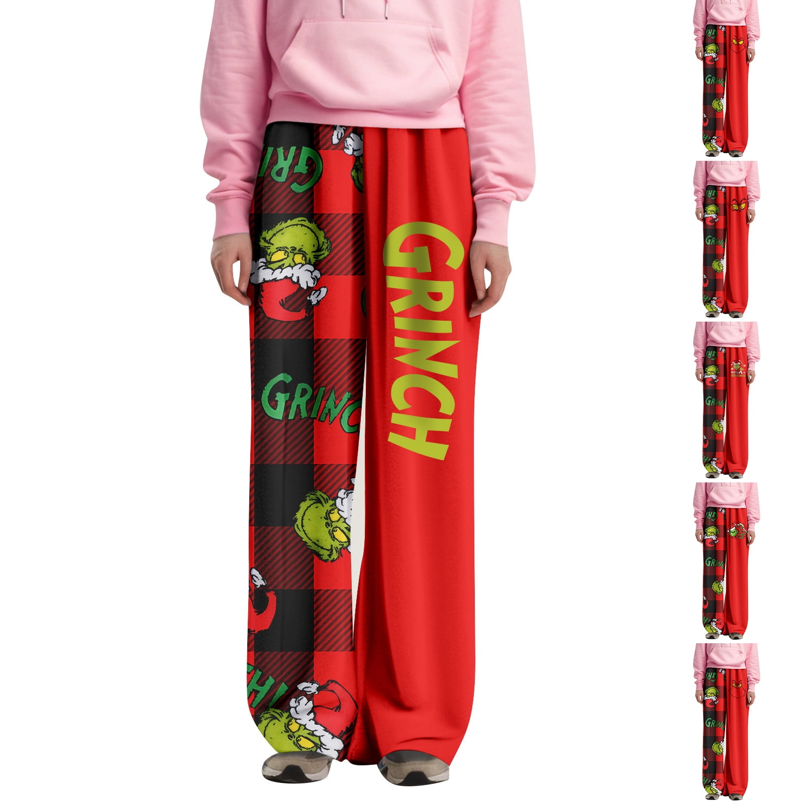 Tplvbz 2024 Grinch Christmas Flannel Pajama Pants Women Holiday Wide ...