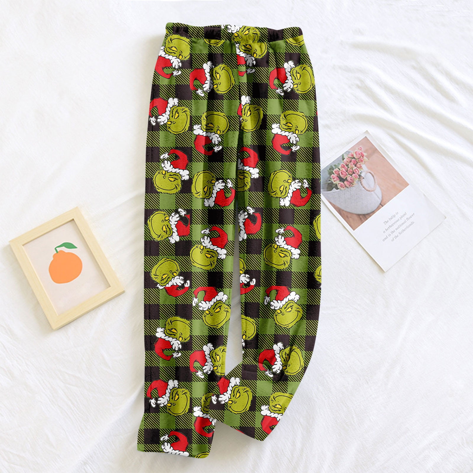 Tplvbz 2024 Grinch Christmas Flannel Pajama Pants Women Holiday Wide ...
