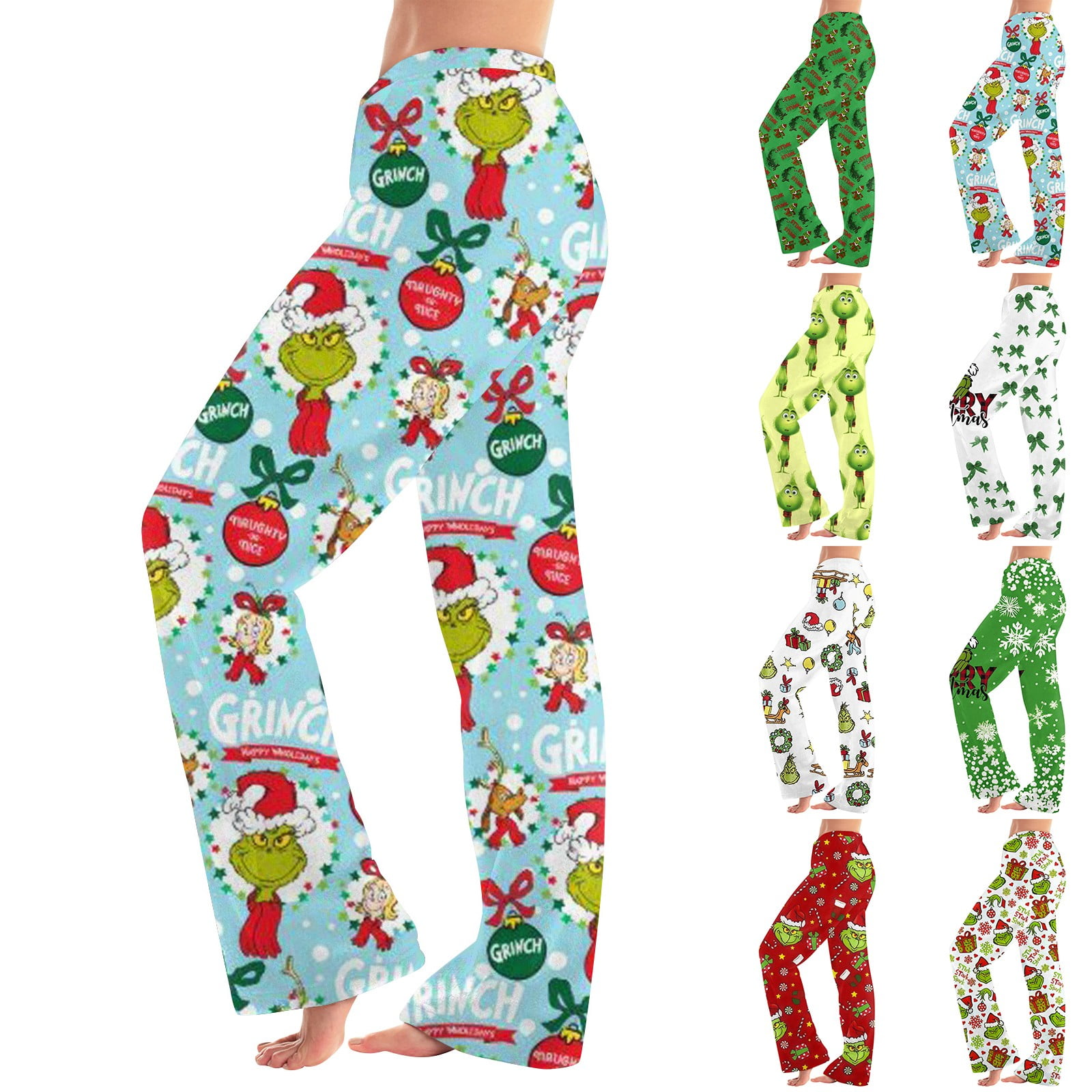 Tplvbz 2024 Grinch Christmas Flannel Pajama Pants Women Holiday Wide ...