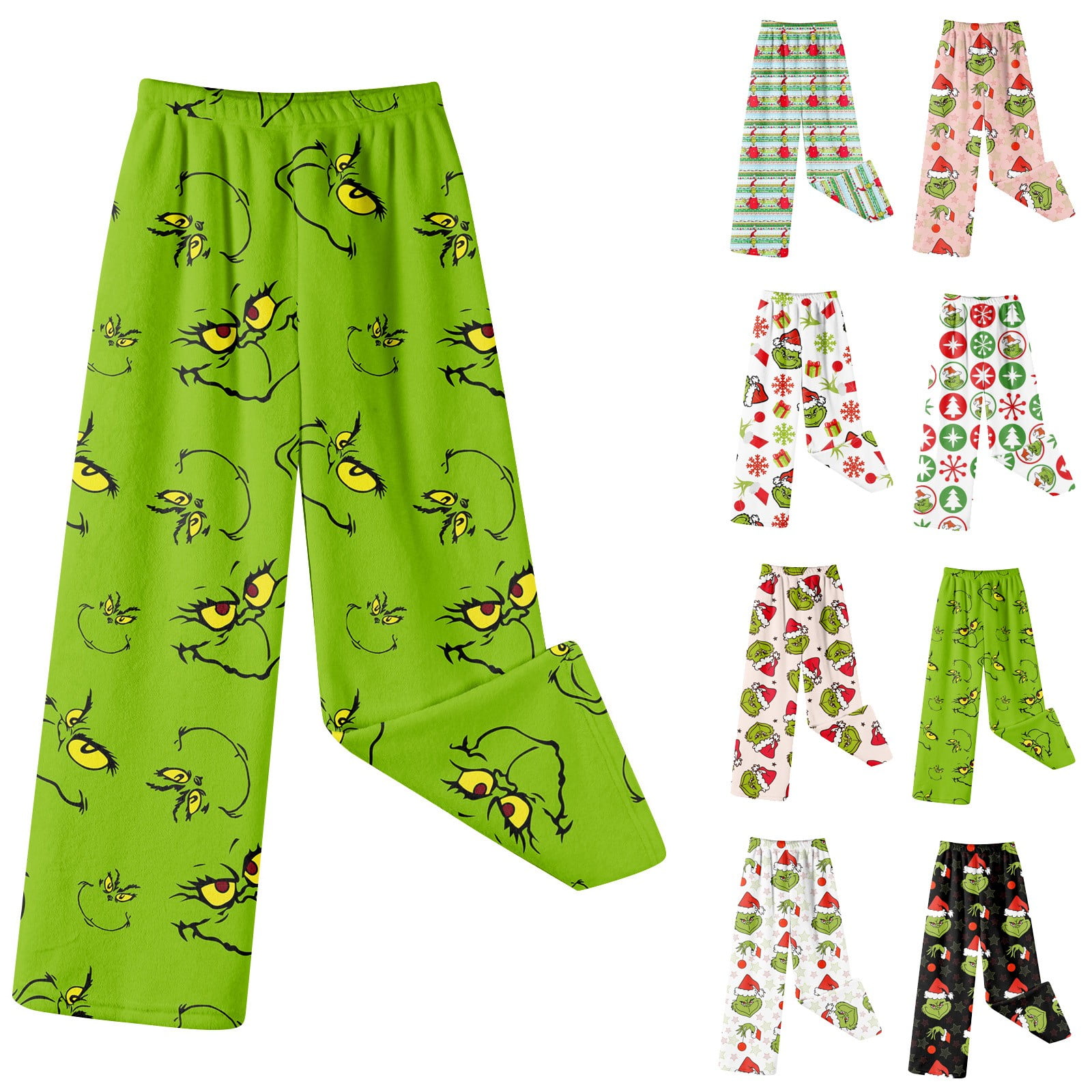 Tplvbz Boys Girls Flannel Grinch Christmas Pajama Pants Holiday Elastic ...