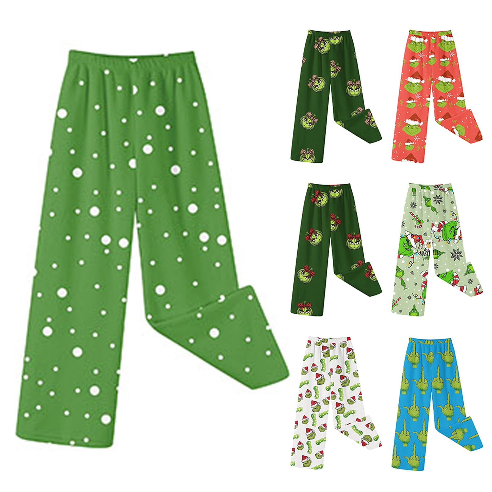 Tplvbz Boys Girls Flannel Grinch Christmas Pajama Pants Holiday Elastic ...