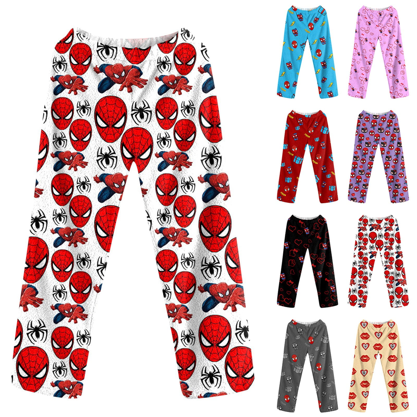 Tplvbz Boys Girls Flannel Spiderman Pajama Pants Holiday Elastic Waist ...