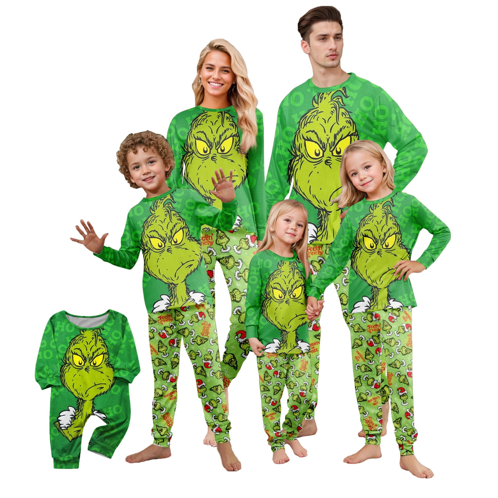 Tplvbz Family Christmas Pajamas Matching Sets Grinch,Grinch Pjs Top and Grinch Pajamas Pants ...