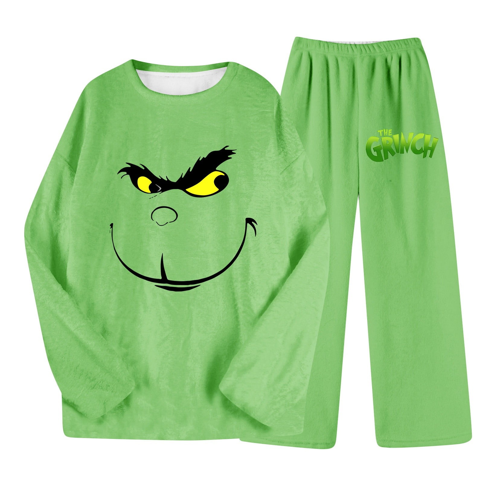 Tplvbz Grinch Pajama Set Women's Grinch Santa Fleece Grinch Christmas ...