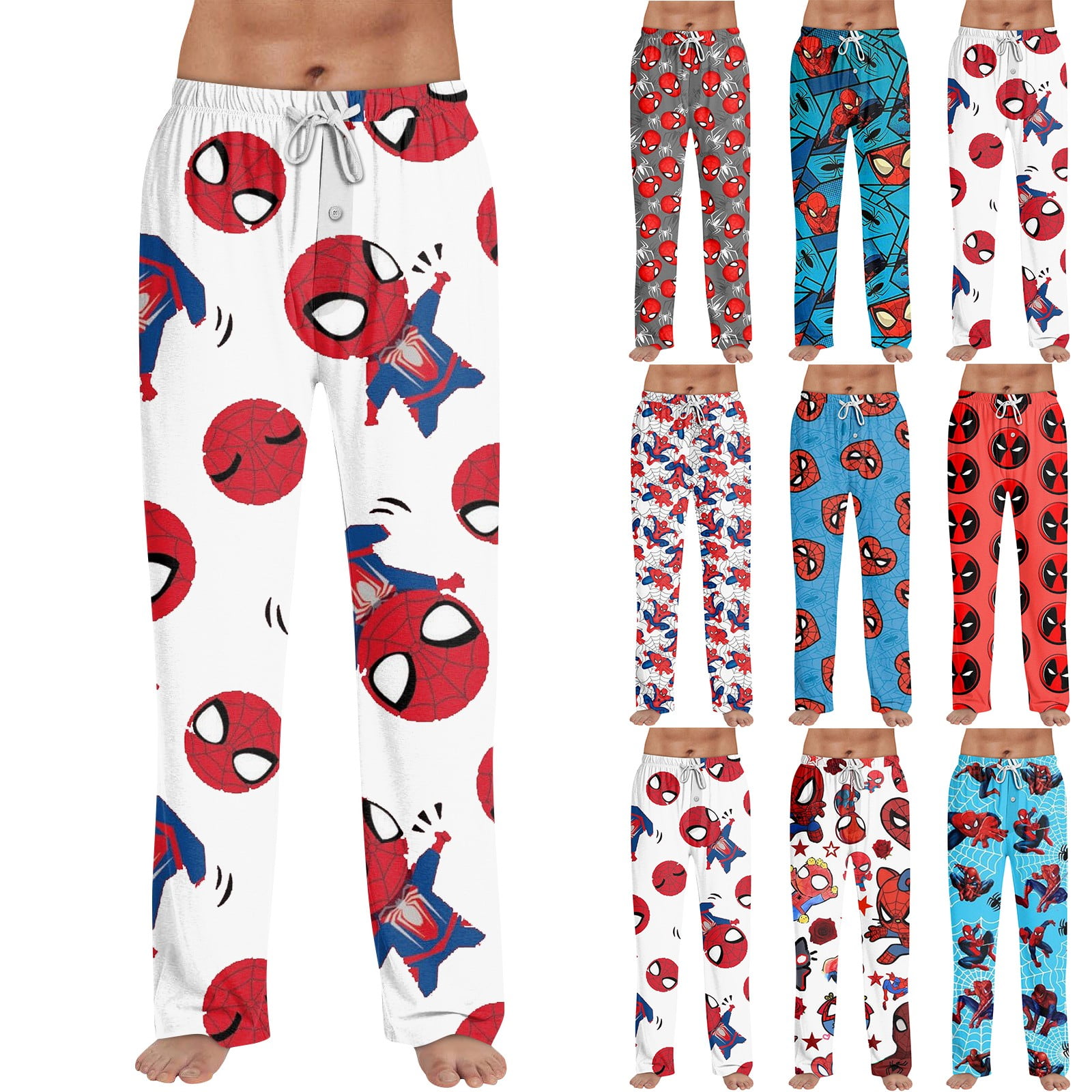 Tplvbz Mens Spiderman Pajama Pants Holiday Elastic Waist Cute Spiderman ...
