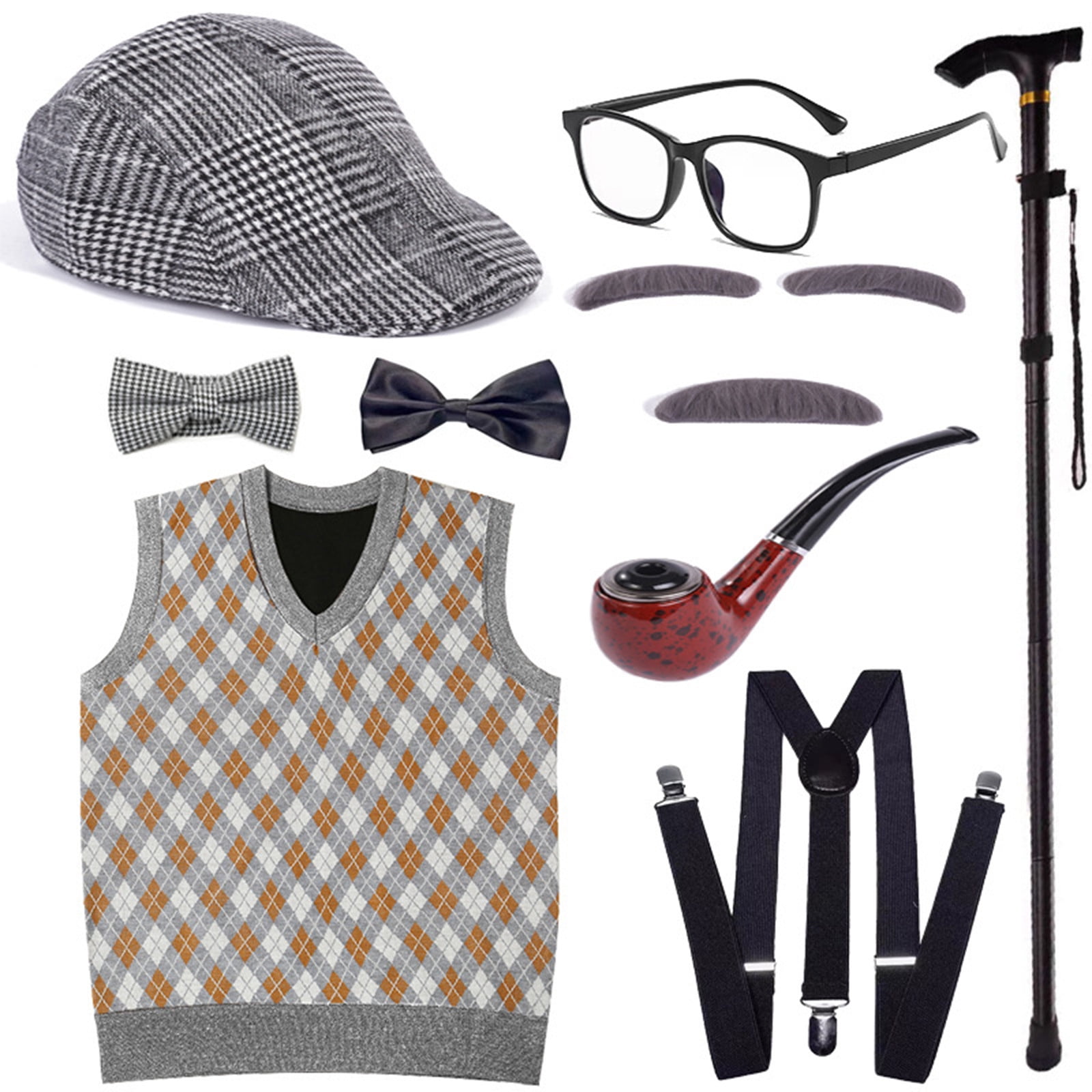 Tplvbz Old Man Costume for Kids,100 Days of School Costume for Kids,Old ...