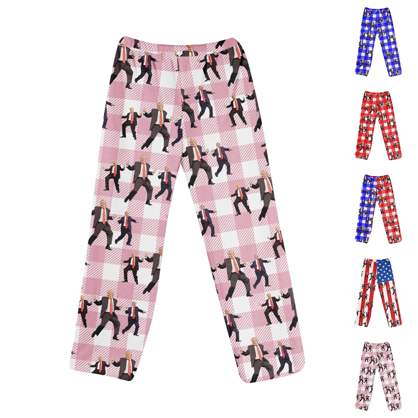 Tplvbz Trump Flannel Pajama Pants Women Holiday Wide Leg Fuzzy Trump ...
