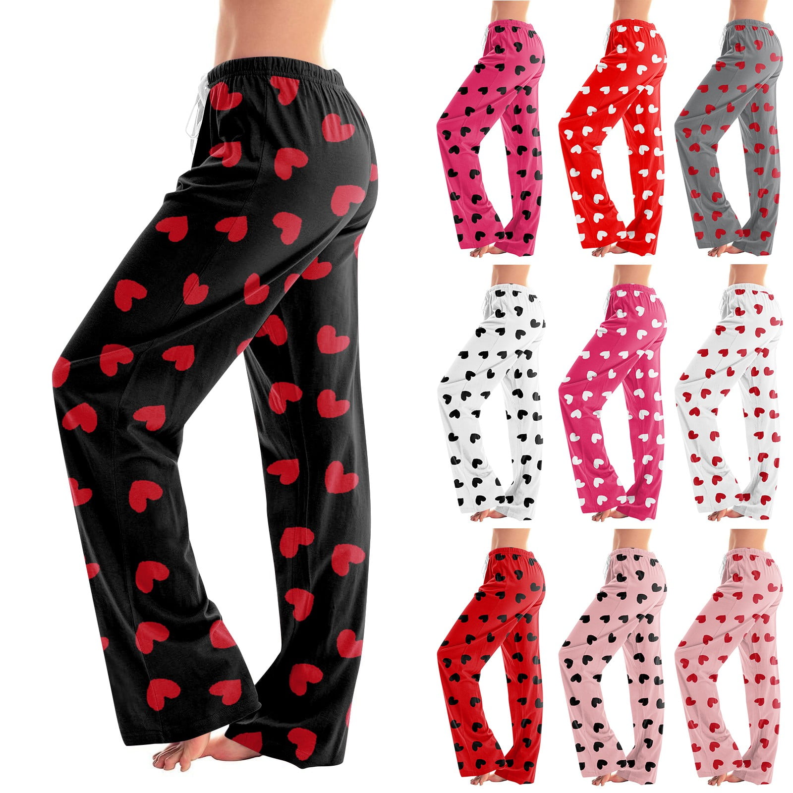 Tplvbz Valentines Day Christmas Pajama Pants Women Holiday Wide Leg ...