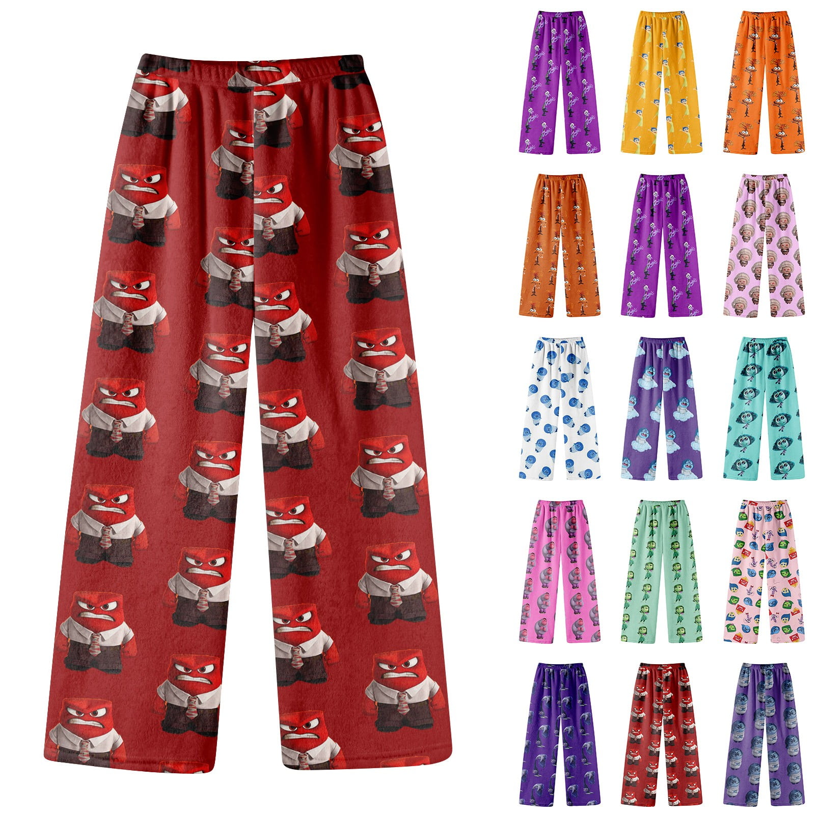 Tplvbz Women's Flannel Inside Out 2 Christmas Pajama Pants Holiday ...