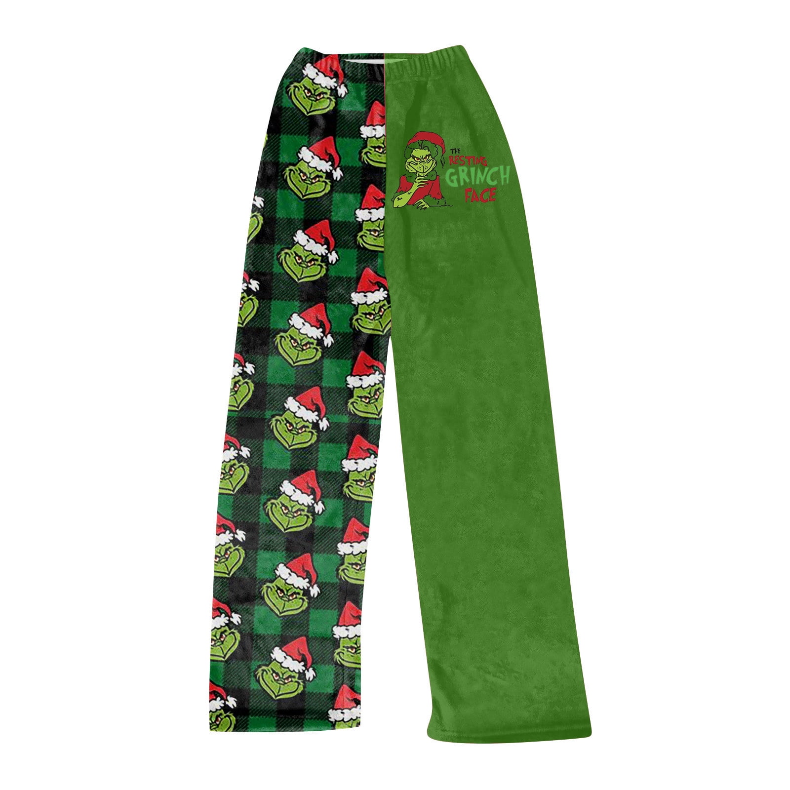Tplvbz Womens Flannel Grinch Christmas Pajama Pants Holiday Elastic ...