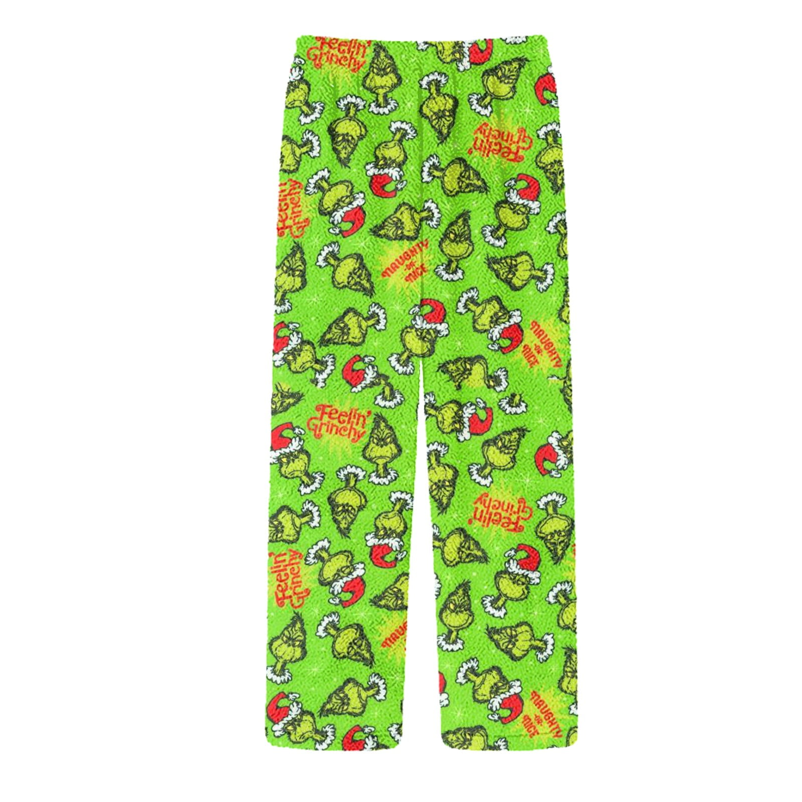 Tplvbz Womens Flannel Grinch Christmas Pajama Pants Holiday Elastic ...