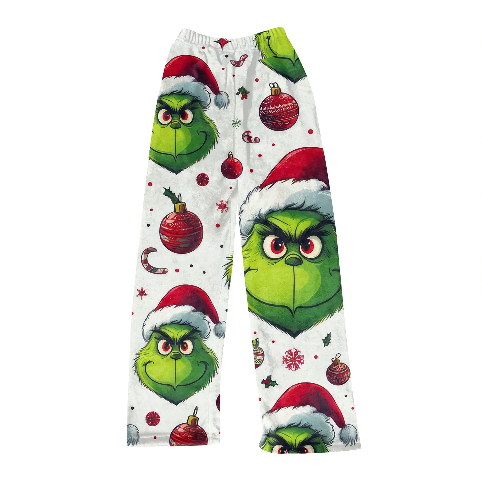 Tplvbz Womens Flannel Grinch Christmas Pajama Pants Holiday Elastic ...
