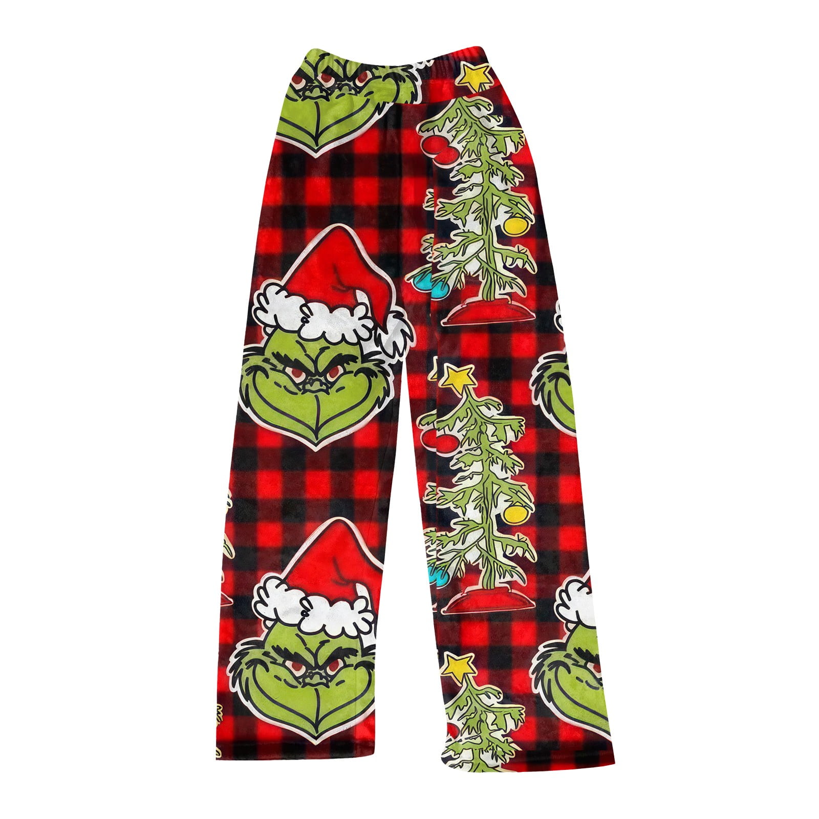 Tplvbz Womens Flannel Grinch Christmas Pajama Pants Holiday Elastic ...