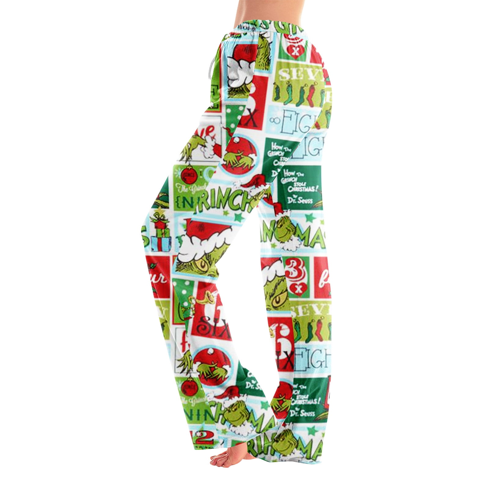 Tplvbz Womens Grinch Christmas Pajama Pants Holiday Elastic Waist Cute ...