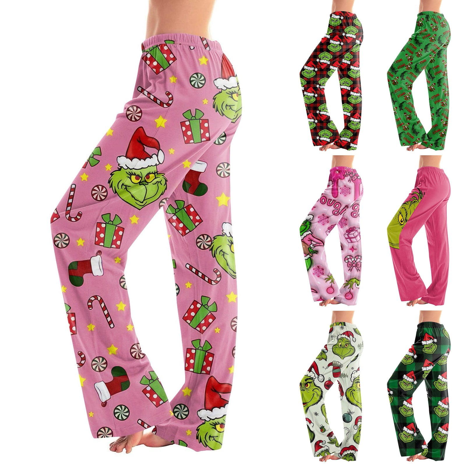 Tplvbz Womens Grinch Christmas Pajama Pants Holiday Elastic Waist Cute ...