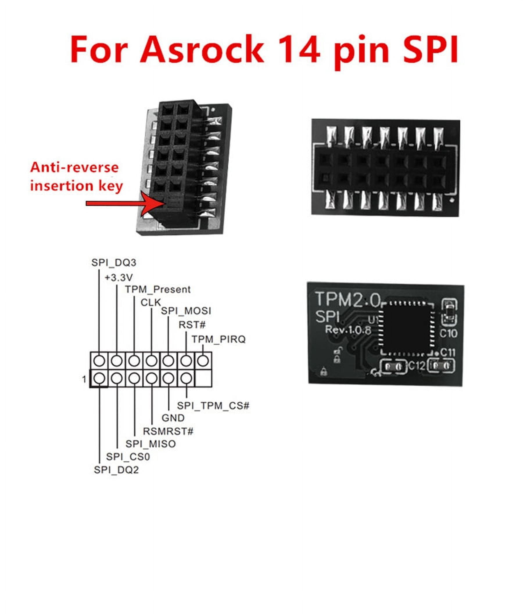 Tpm 2.0 Security Module Board For Asrock 14 Pin Spi Motherboard Windows ...