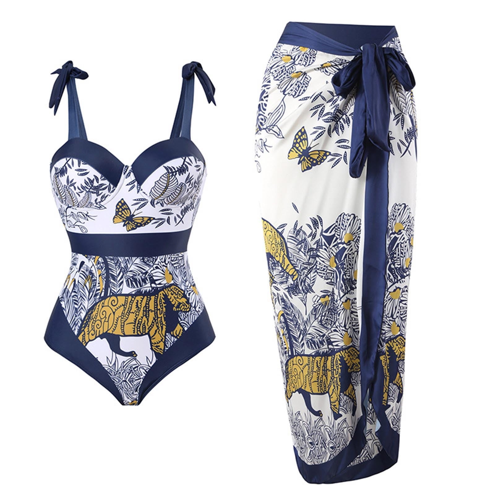 Tponi 2 Piece Swimsuit For Women Two Piece Sets Blue Clearance Womans