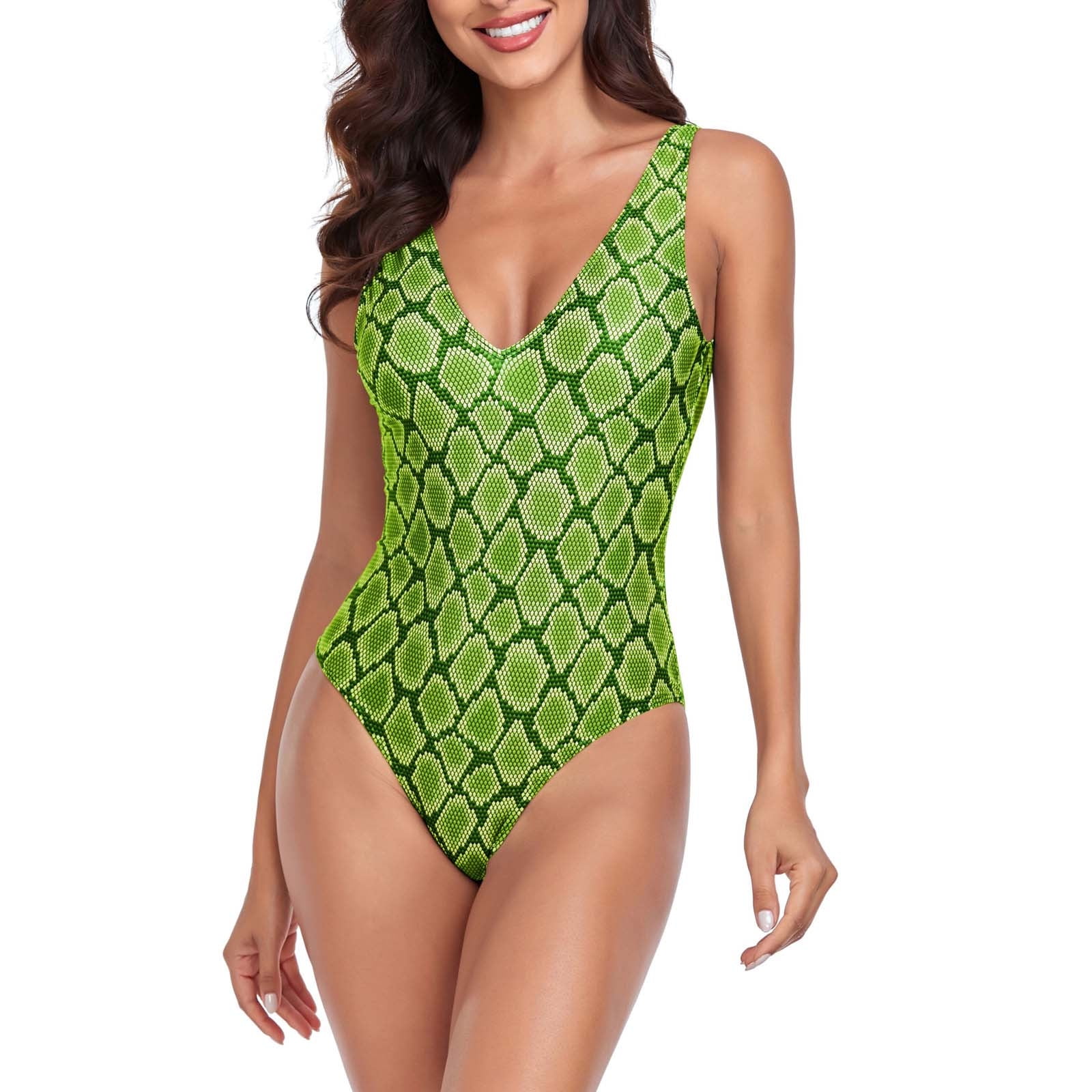 Tponi Cute One Piece Swimsuit For Women One Piece Elastic Green Bikini