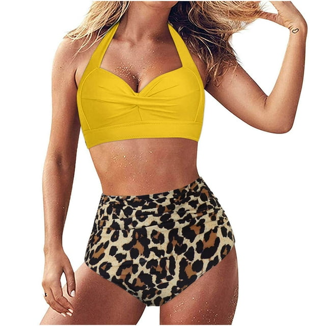 Tponi Cute One Piece Swimsuit For Women One Piece Elastic Yellow Bikini