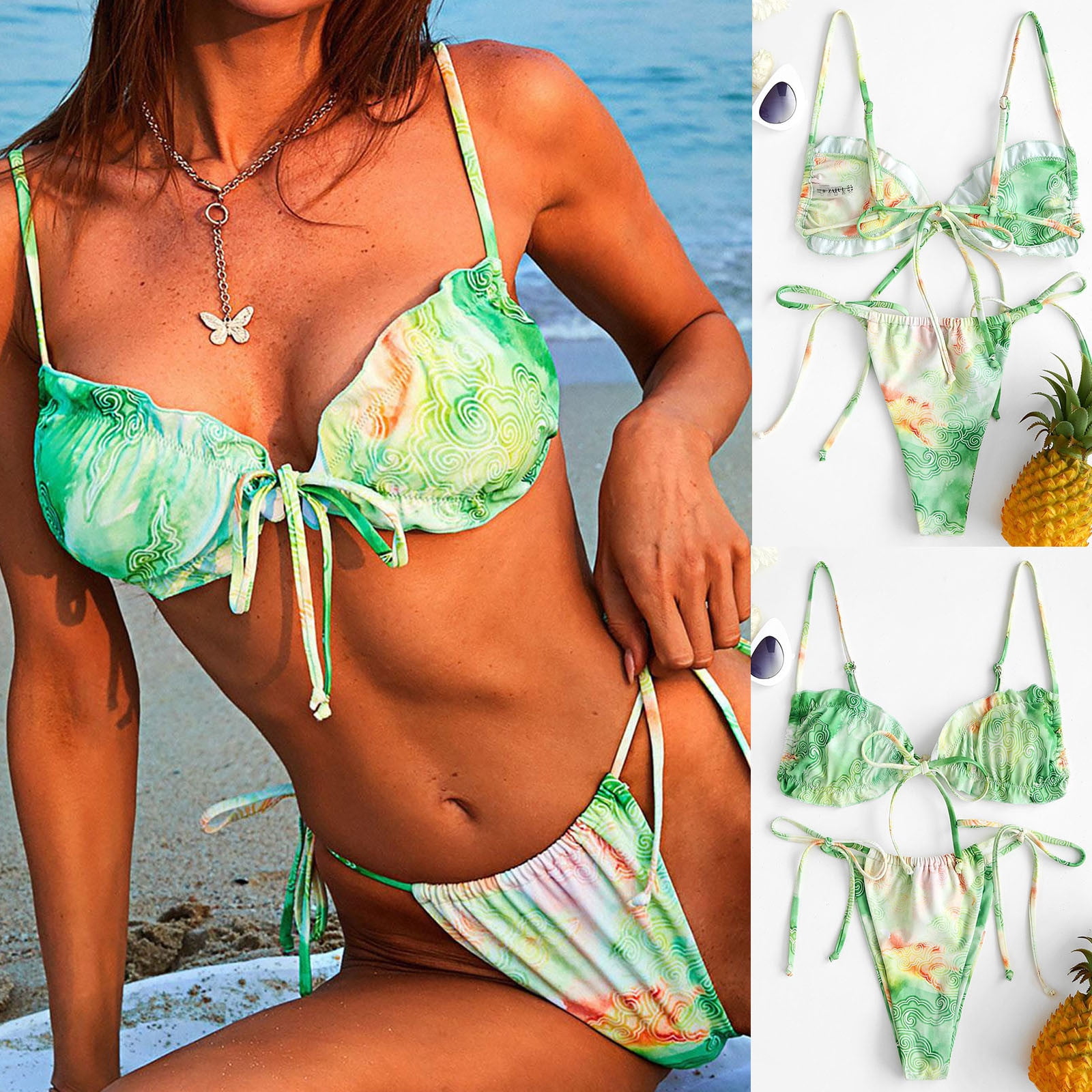 Tponi Cute One Piece Swimsuit For Women One Piece Green Leopard