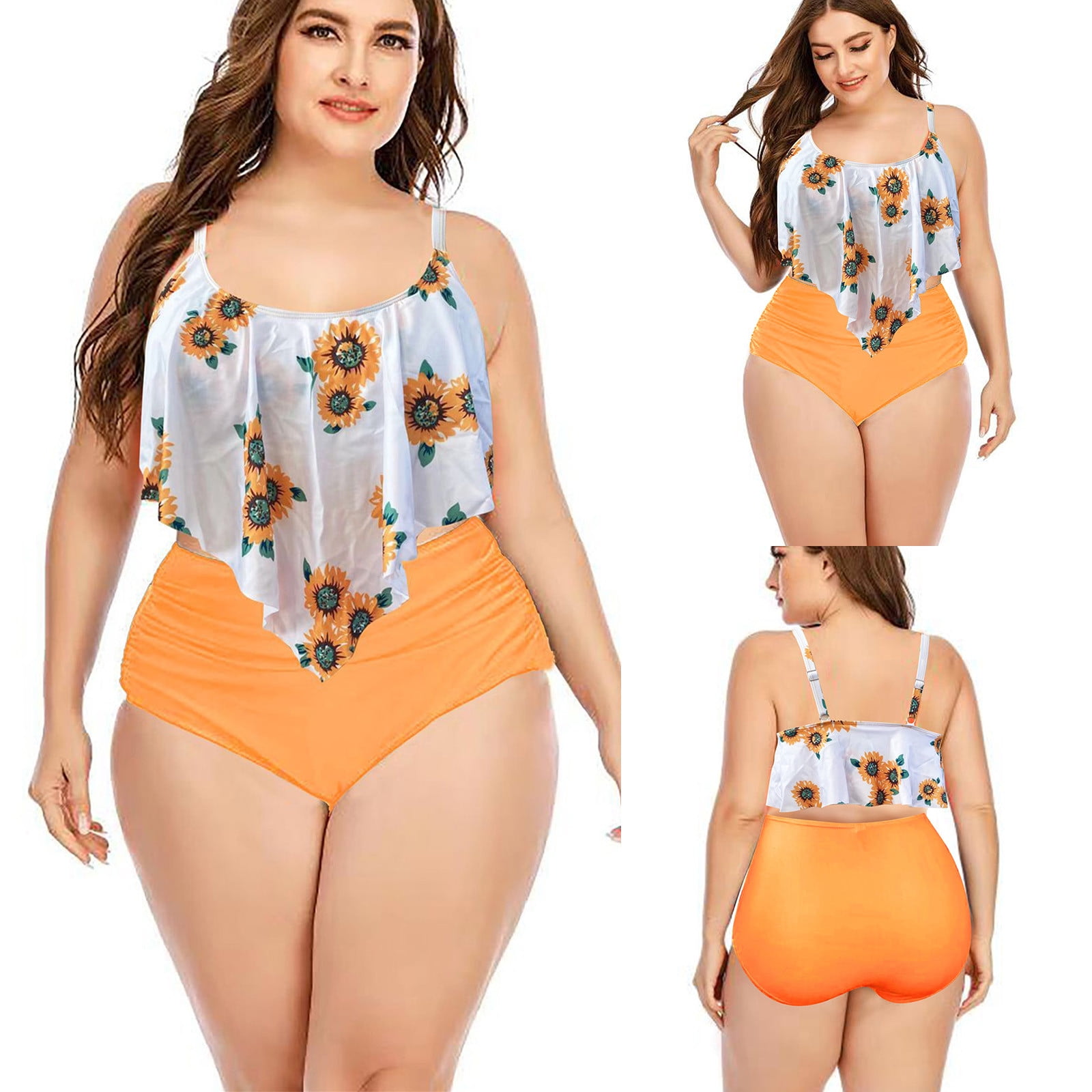 Tponi Cute One Piece Swimsuit For Women One Piece Orange Plus Size