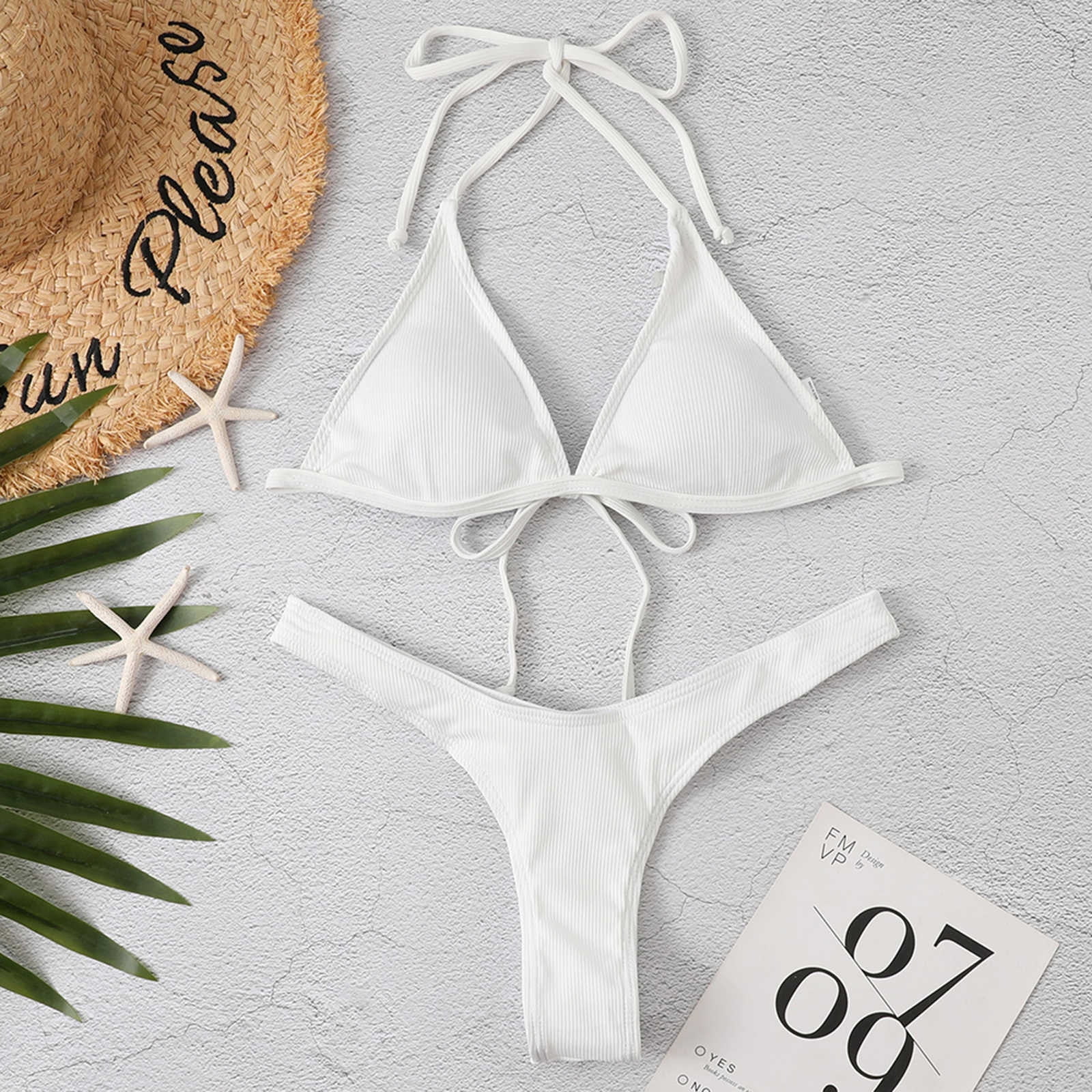 Tponi Cute Swimsuits Two Piece Sets Elastic White Swimsuit Clearance