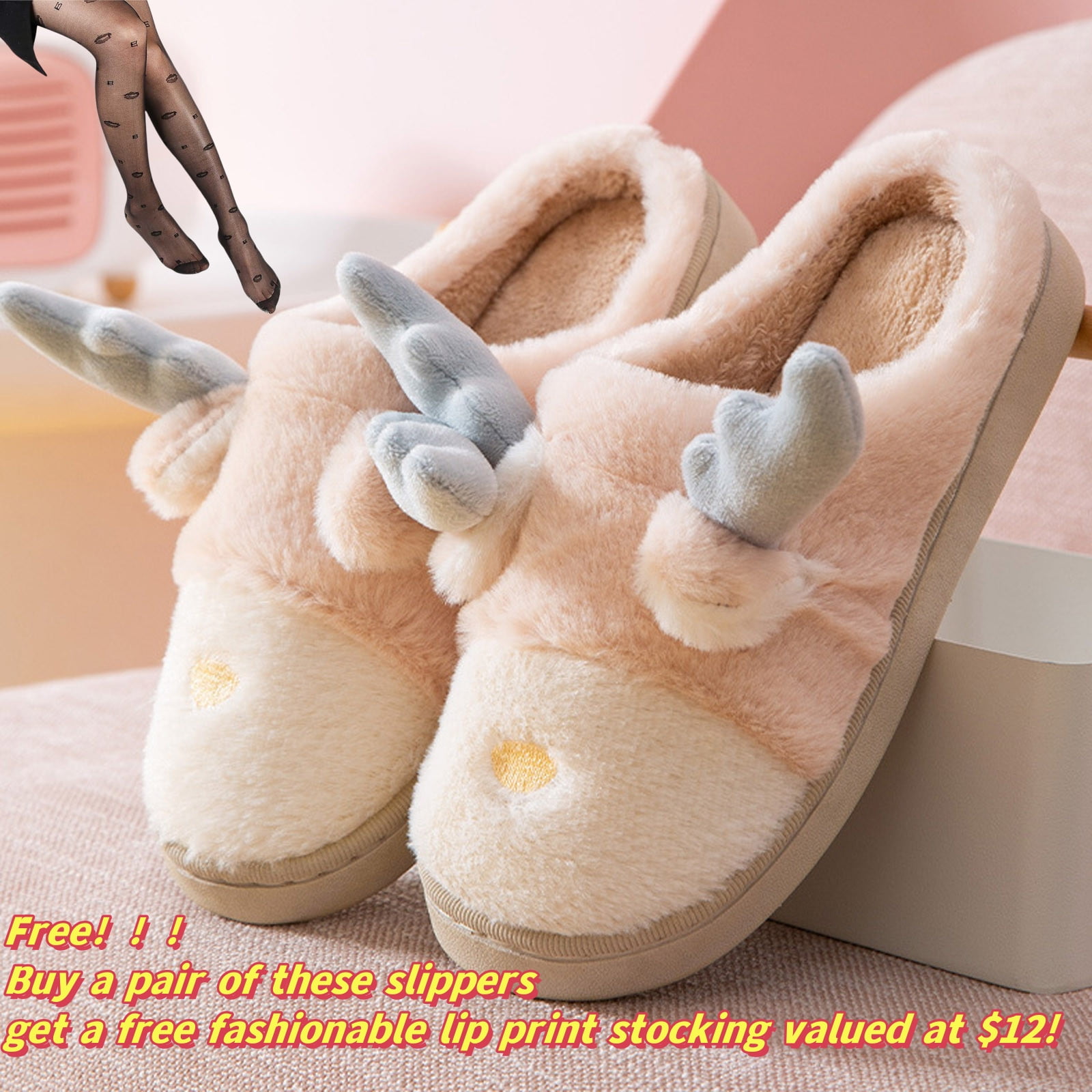 Tponi Moccasin Slippers For Women Animal Print Closed Toe Beige Thin ...